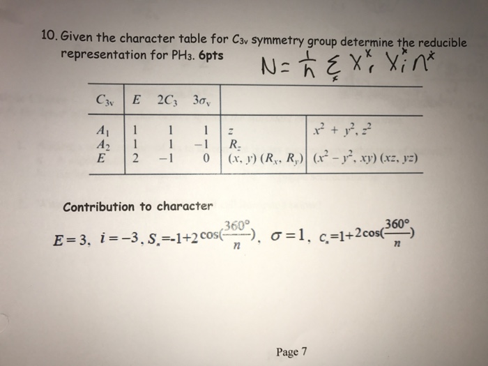 10. Given the character table for C3v symmetry group | Chegg.com