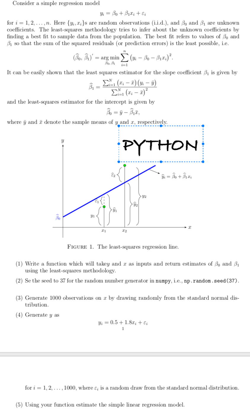 Consider a simple regression model Yi = Bo + B12; + | Chegg.com