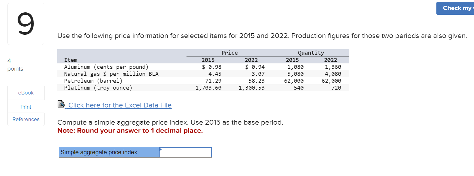 Solved Use the following price information for selected | Chegg.com