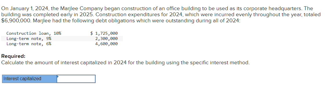 Solved On January 1, 2024, the Marjlee Company began | Chegg.com