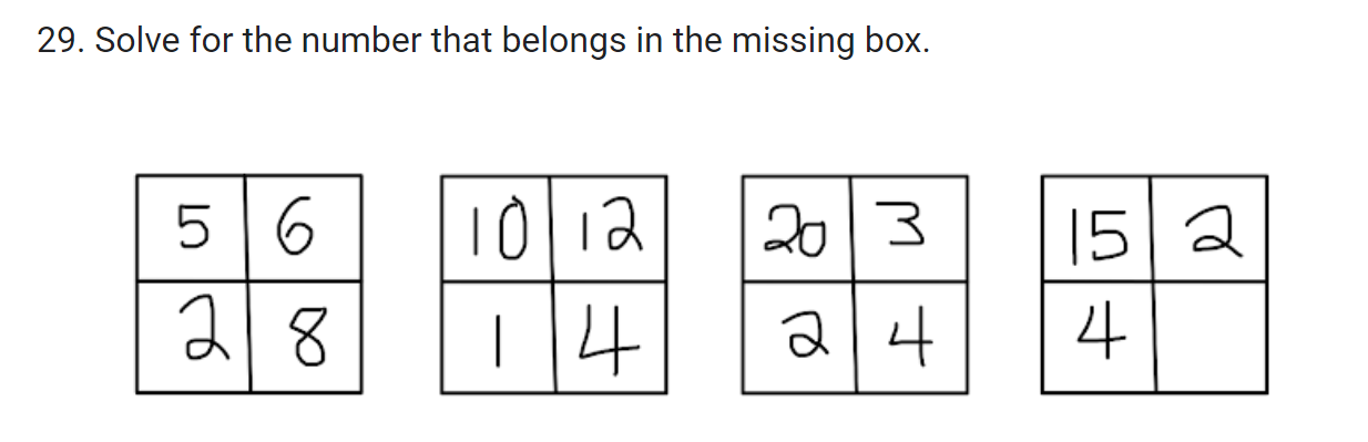 Solved 29. Solve for the number that belongs in the missing | Chegg.com
