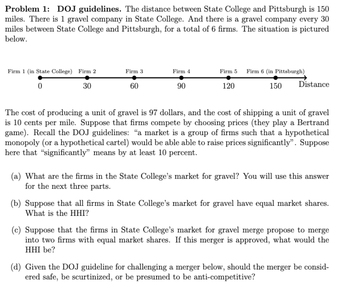 Solved Problem 1: DOJ guidelines. The distance between State | Chegg.com