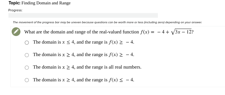 Solved What are the domain and range of the real-valued | Chegg.com