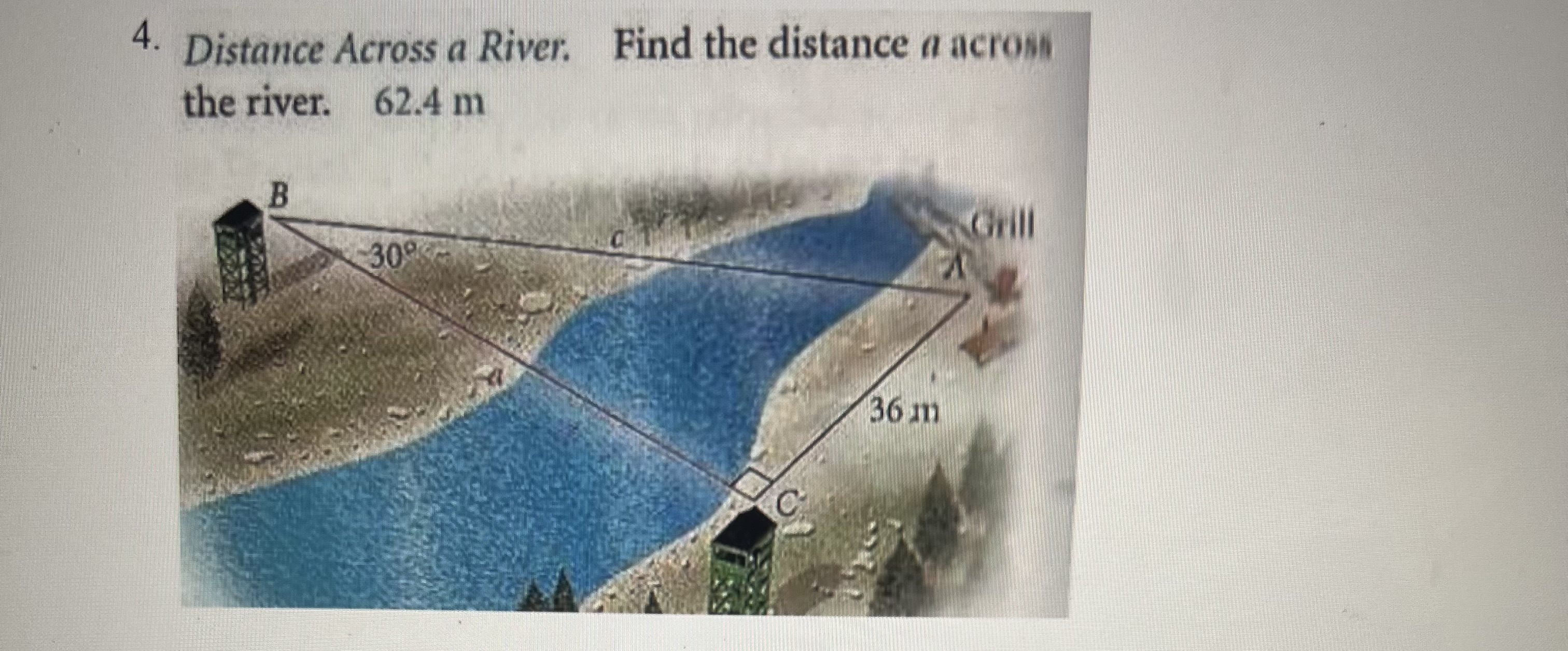 Solved Distance Across a River. Find the distance a acrosi | Chegg.com