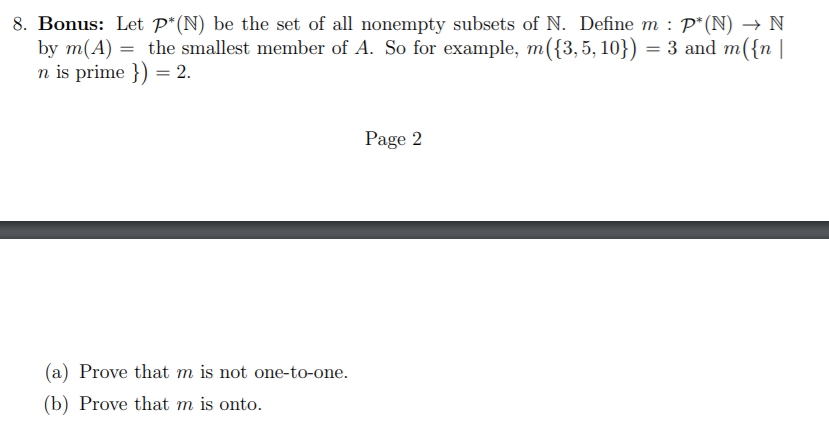 Solved 8. Bonus: Let P*(N) be the set of all nonempty | Chegg.com