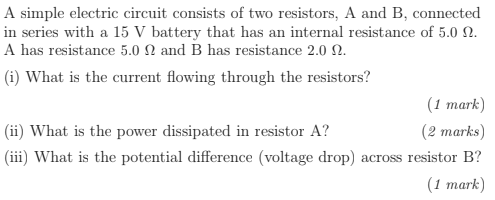 Solved A simple electric circuit consists of two resistors, | Chegg.com