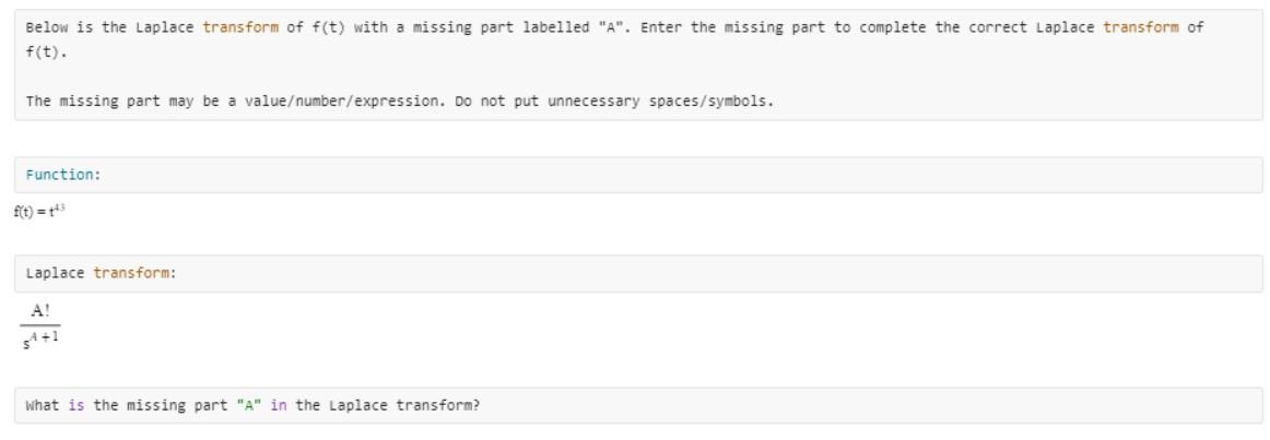 Solved Below is the Laplace transform of f(t) with a missing | Chegg.com
