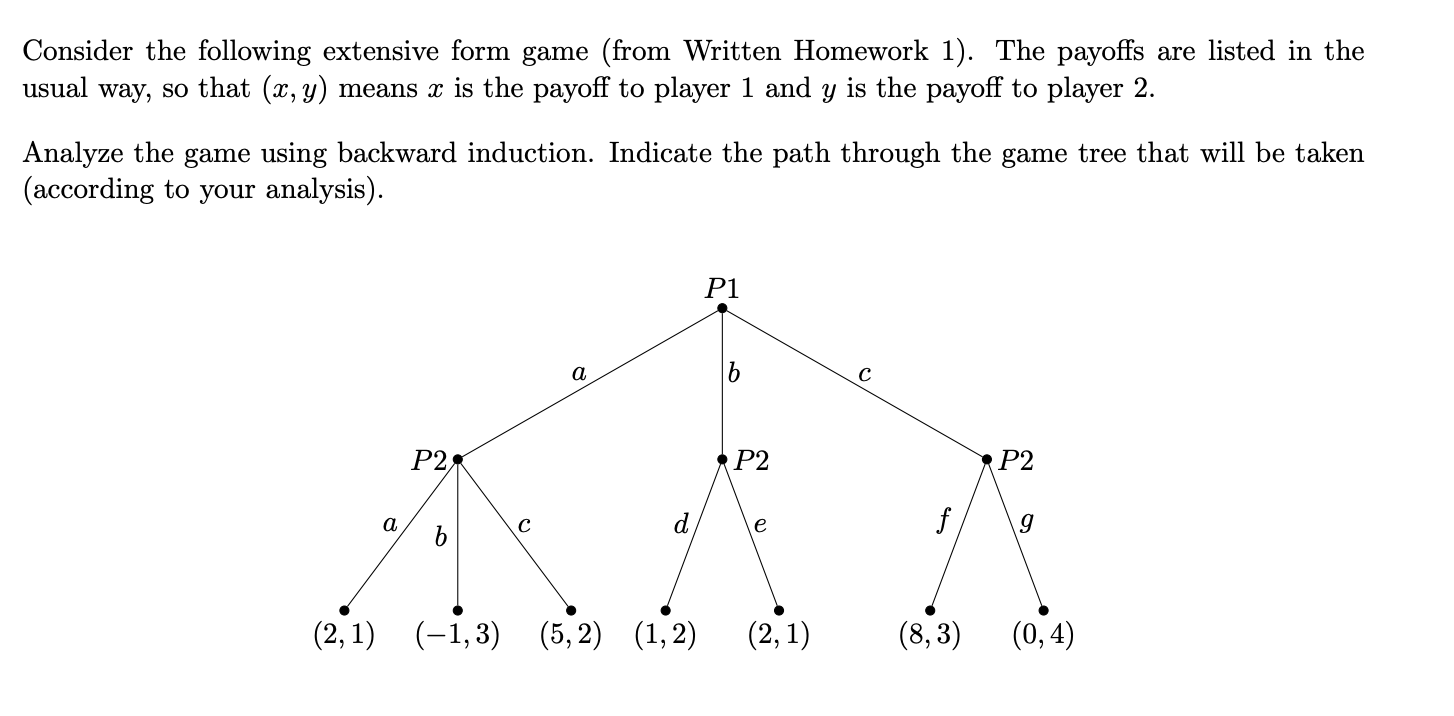 Solved Consider the following extensive form game. The | Chegg.com