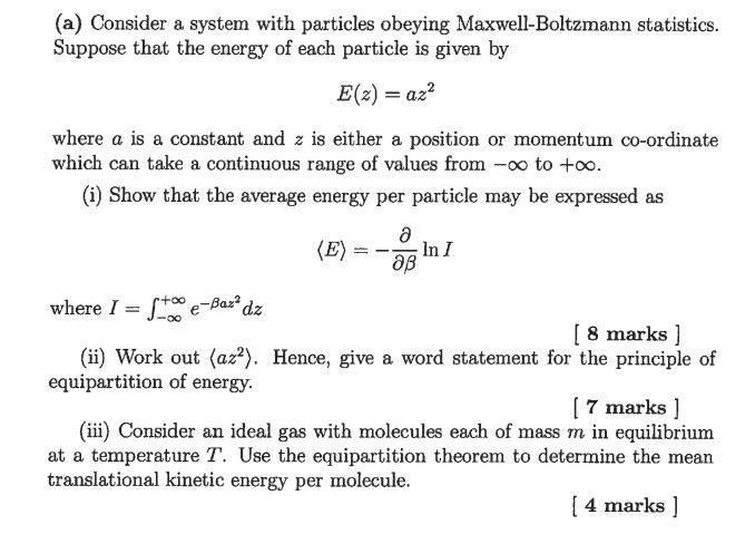 Solved (a) Consider a system with particles obeying | Chegg.com