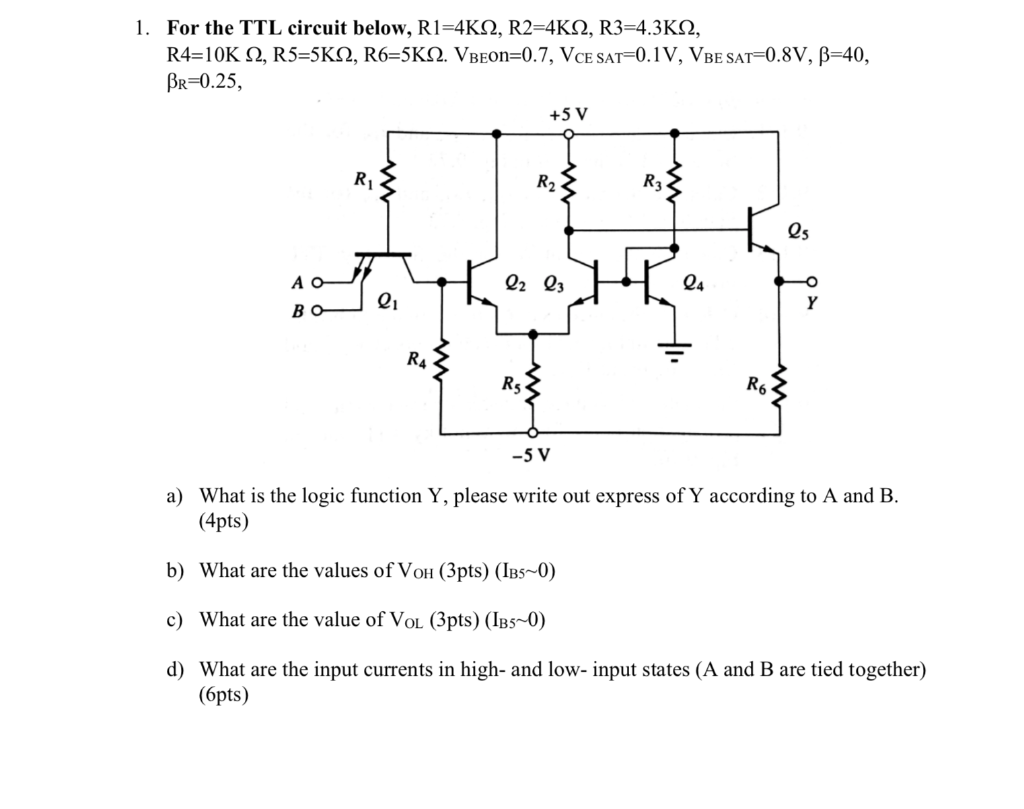 1. For the TTL circuit below, R1=4K2, R2=4K22, | Chegg.com