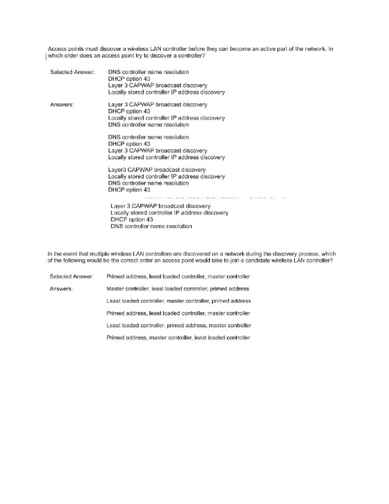 Solved CCNA Wireless Questions. Could use some help finding | Chegg.com