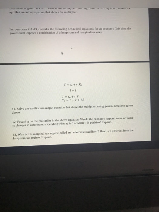 Solved equilibrium output equation that shows the | Chegg.com