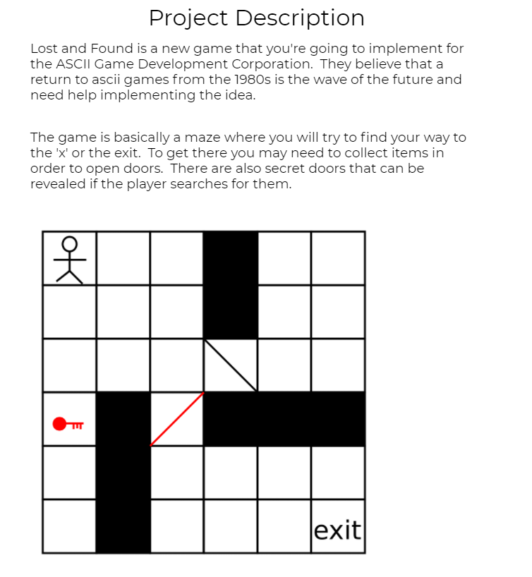 Project Description Lost and Found is a new game that | Chegg.com