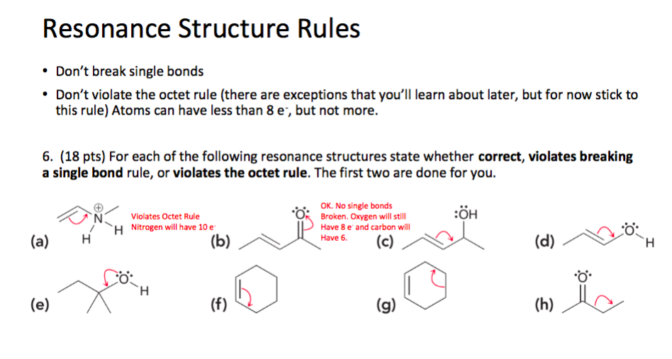Solved For each of the following resonance structures state | Chegg.com