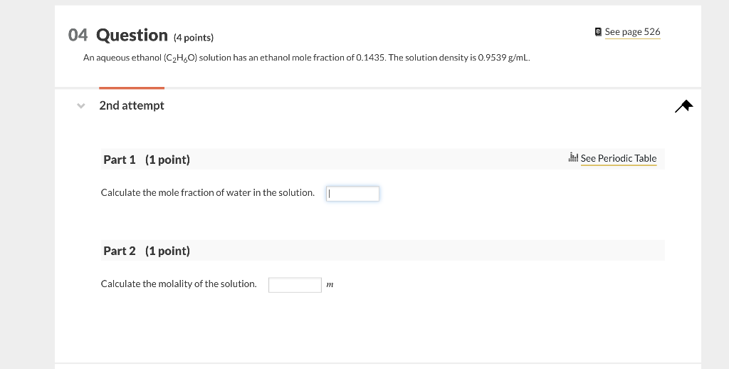 Solved 04 Question ( 4 points) An aqueous ethanol (C2H6O) | Chegg.com