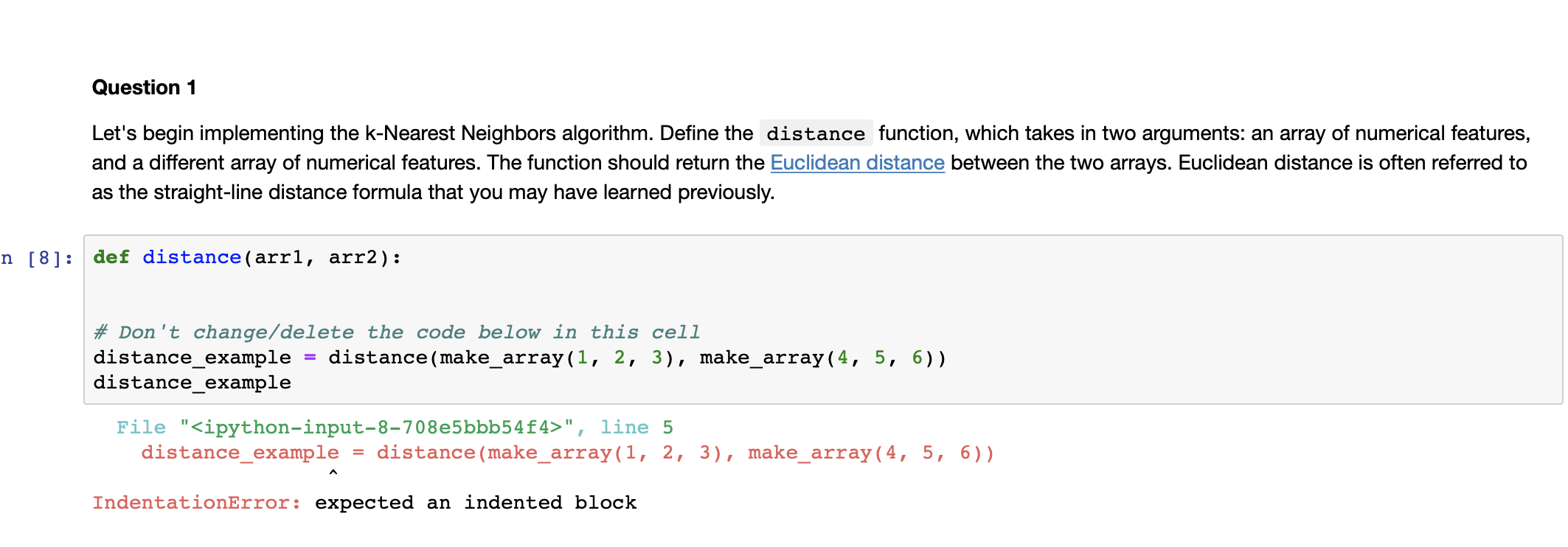 Question 1 Let's begin implementing the k-Nearest | Chegg.com