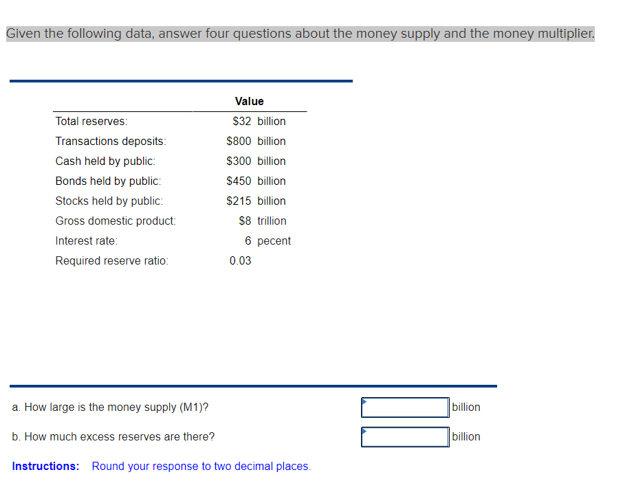 Solved Given the following data, answer four questions about | Chegg.com