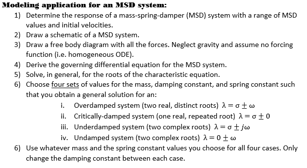 Modeling application for an MSD system: 1) Determine | Chegg.com