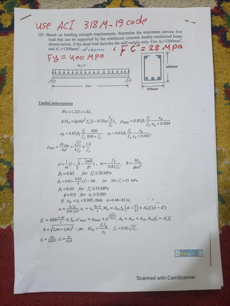 Solved use ACI 318 M-19 code Q3: Based on bending strength | Chegg.com