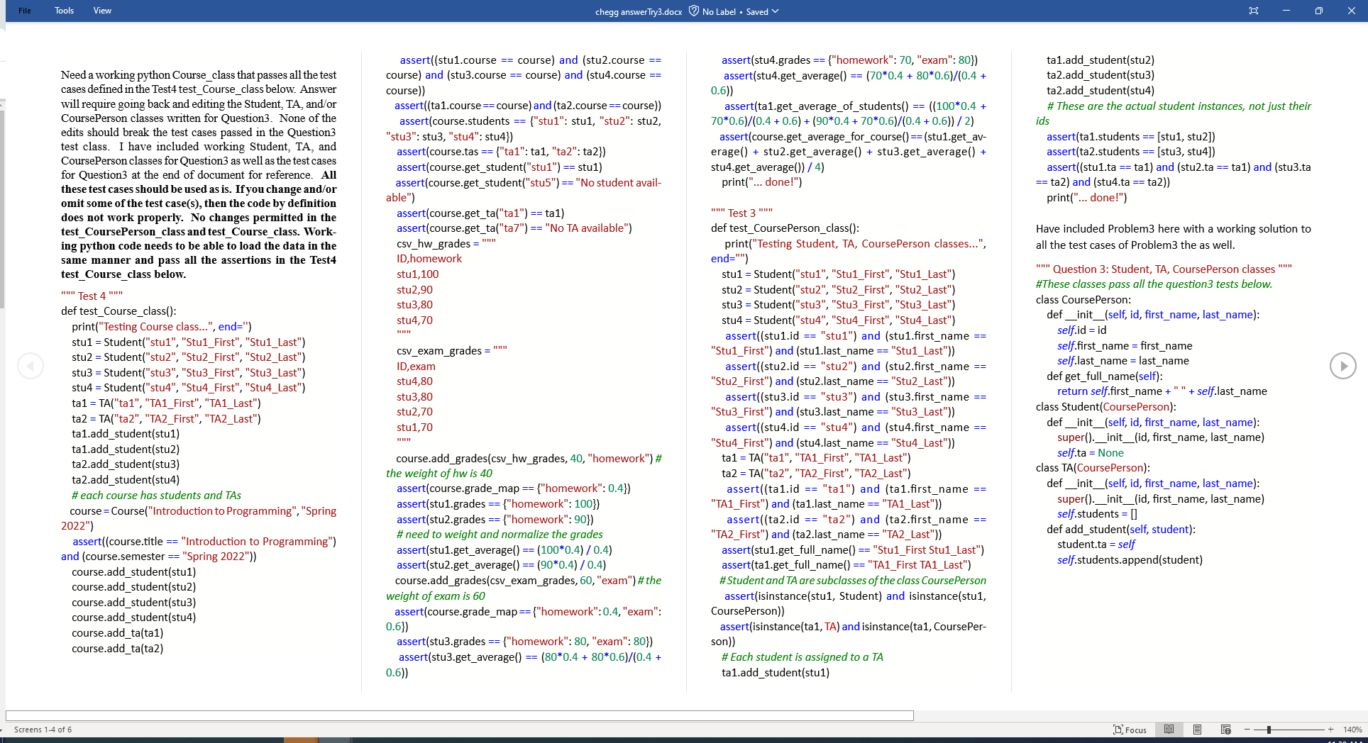 Solved 3rd try at getting a validated solution for test4 ﻿in | Chegg.com