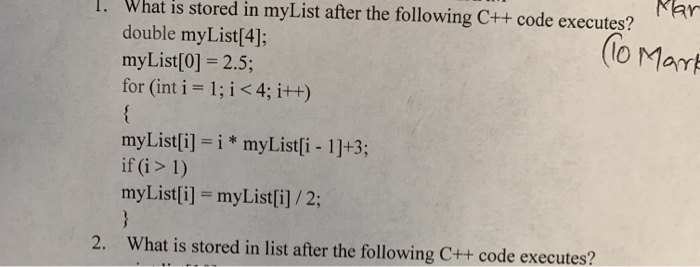 Solved Oots ar What is stored in myList after the following | Chegg.com