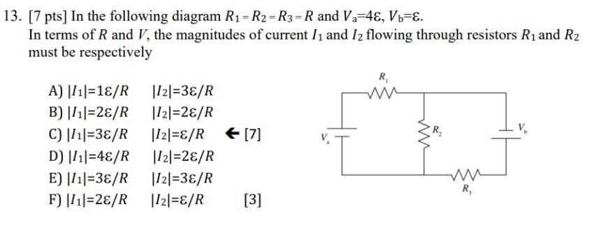 Solved 13. [7 pts] In the following diagram R1=R2=R3=R and | Chegg.com