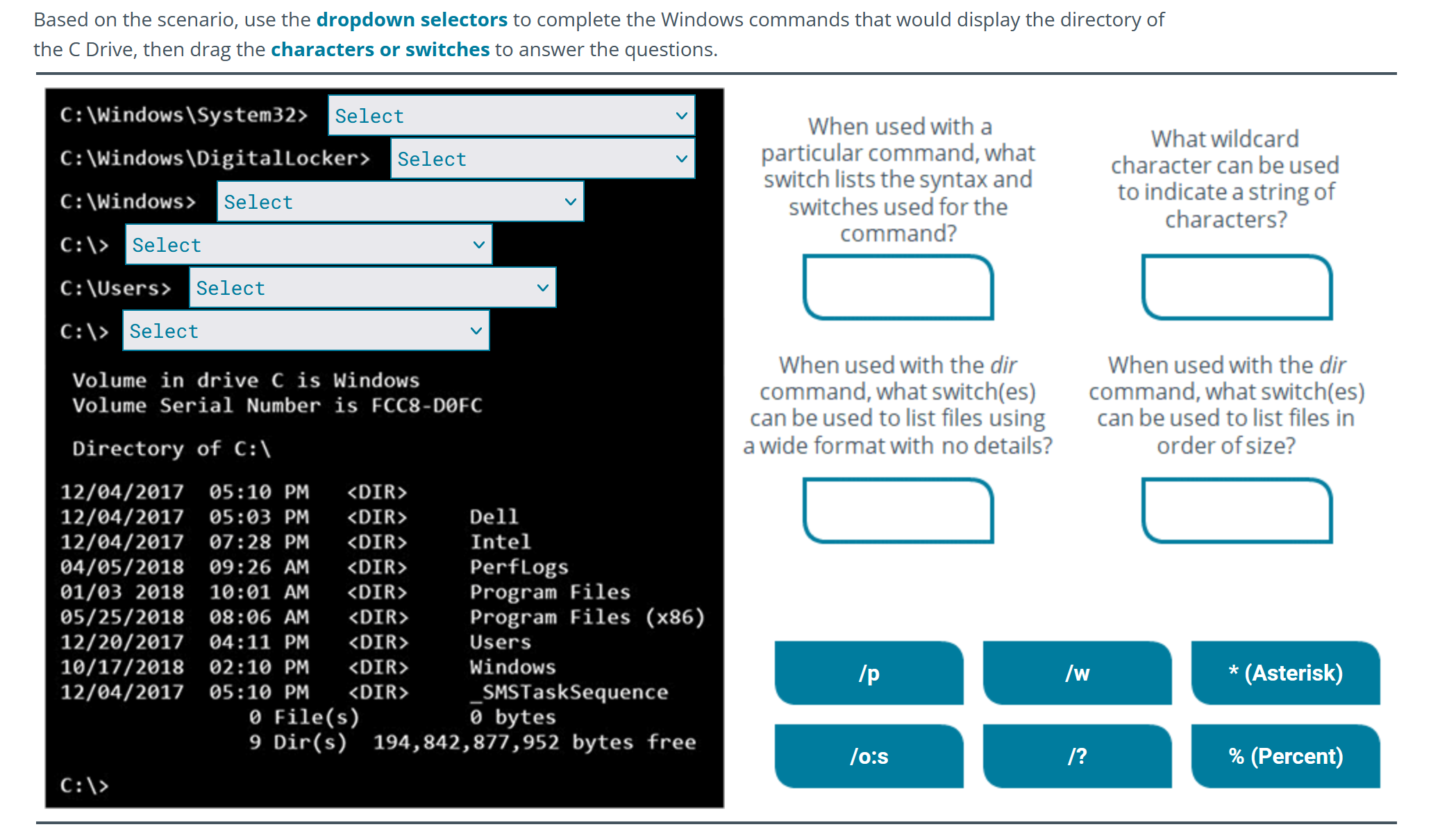 Solved Based On The Scenario Use The Dropdown Selectors To