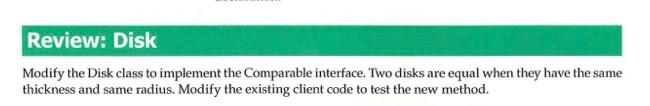 Modify the Disk class to implement the Comparable | Chegg.com