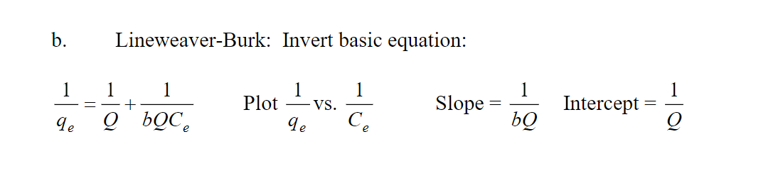 b. Lineweaver-Burk: Invert basic equation: | Chegg.com