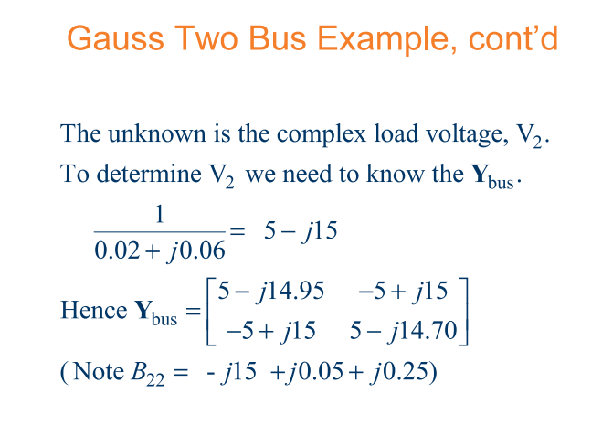 Solved Gauss Two Bus Power Flow Example •A 100 MW, 50 Mvar | Chegg.com