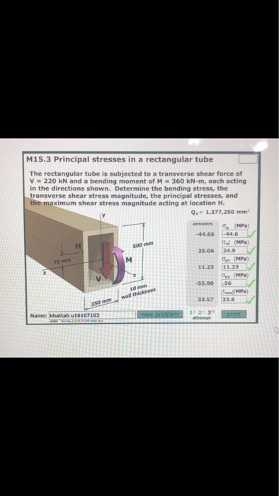 Solved M15.3 Principal stresses in a rectangular tube The | Chegg.com
