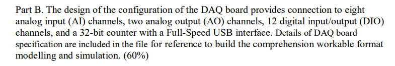 Solved Part B. The design of the configuration of the DAQ | Chegg.com