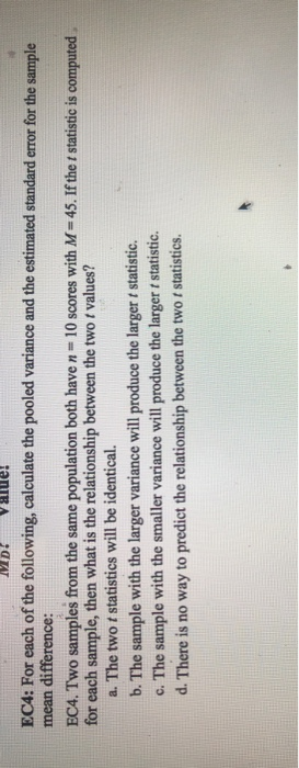 Solved EC4: For each of the following, calculate the pooled | Chegg.com