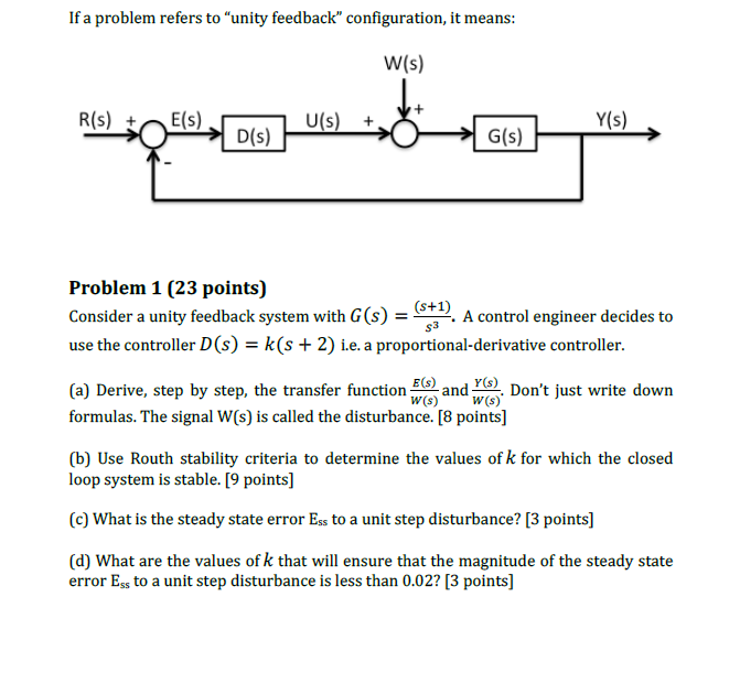 Solved If a problem refers to "unity feedback" | Chegg.com