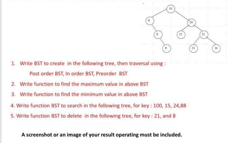 Solved 1. Write BST to create in the following tree, then | Chegg.com