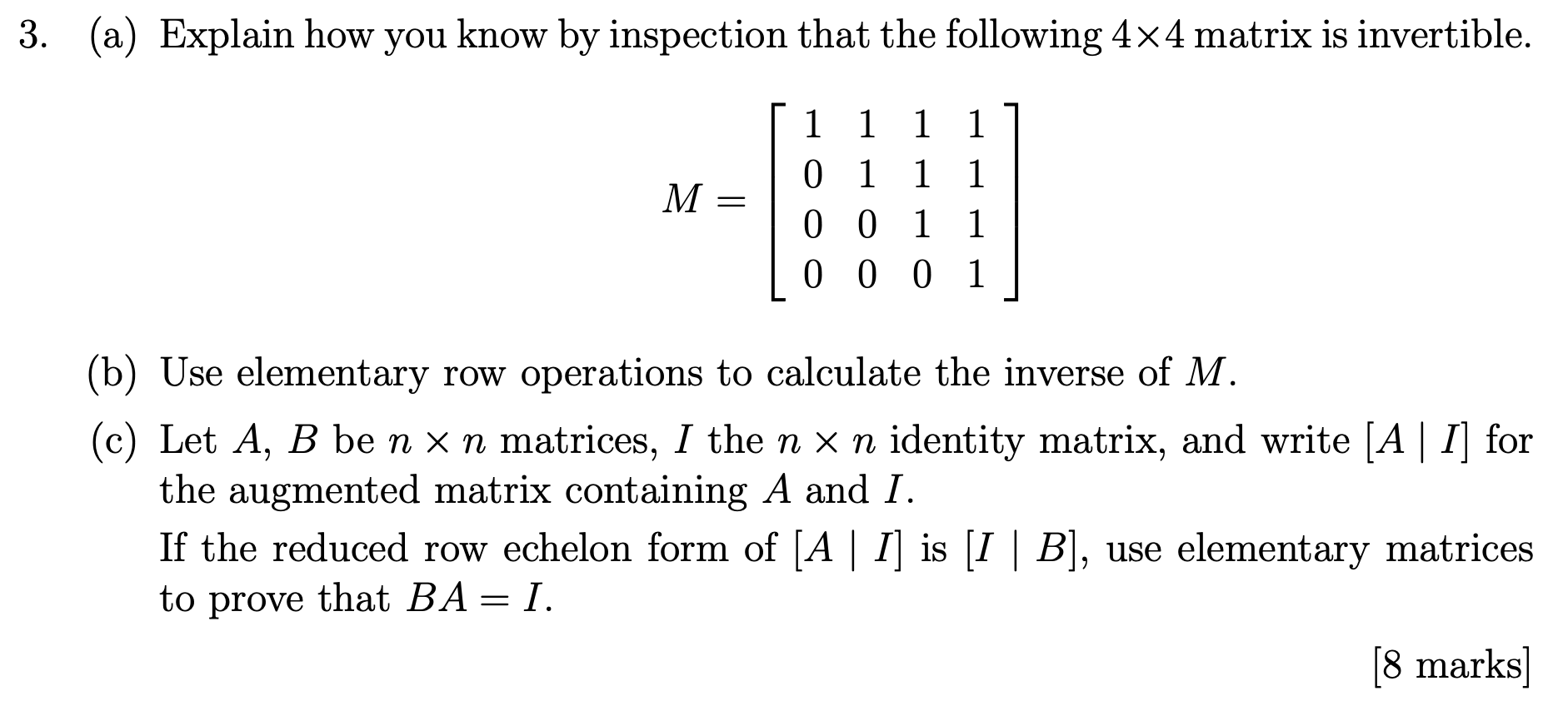Solved 3. (a) Explain how you know by inspection that the | Chegg.com