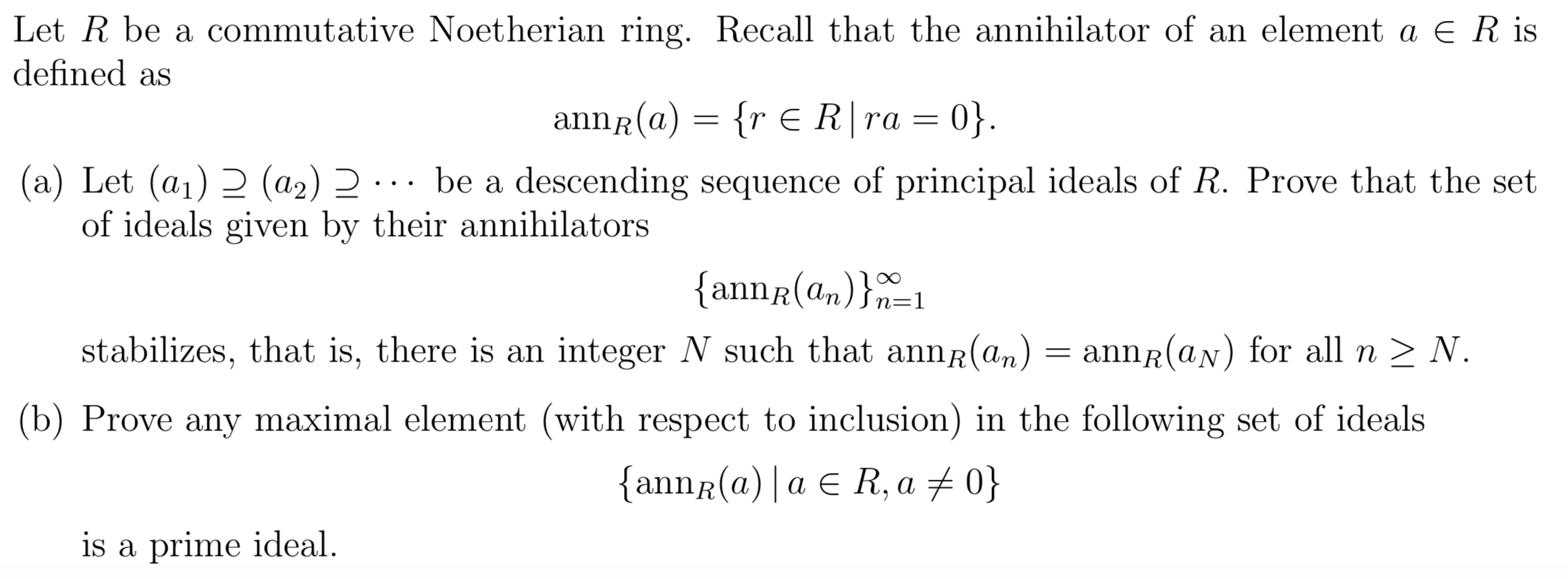 Solved = Let R be a commutative Noetherian ring. Recall that | Chegg.com