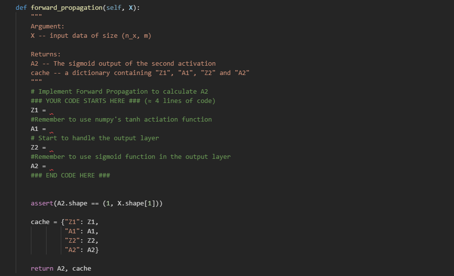 Solved def forward_propagation(self, x): Argument: X -- | Chegg.com