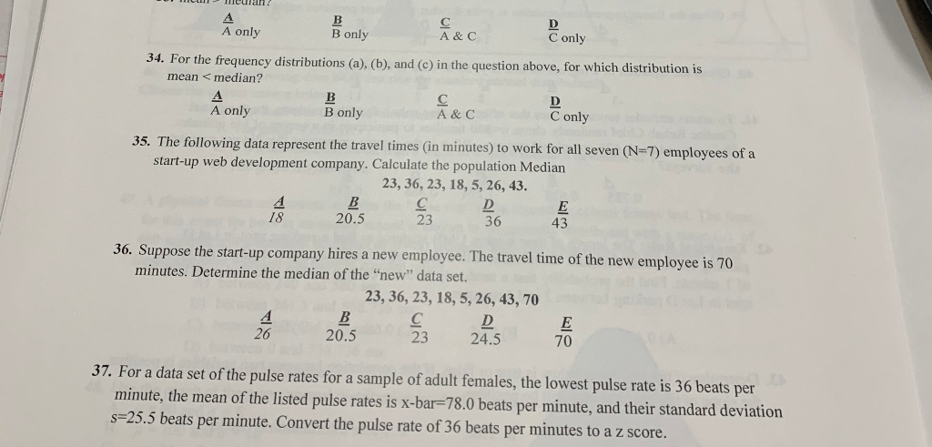 Solved Cura D A only B only Ā& c Conly 34. For the frequency | Chegg.com