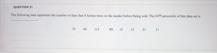 Solved QUESTION 31 The following data represents the number | Chegg.com