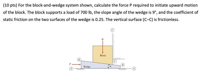 Solved (10 pts) For the block-and-wedge system shown, | Chegg.com