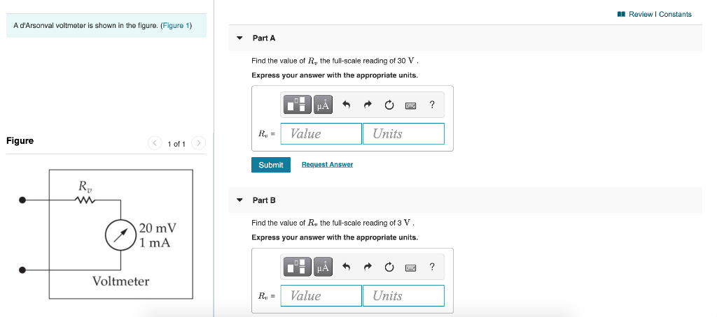 Solved A Review | Constants A d'Arsonval voltmeter shown in | Chegg.com