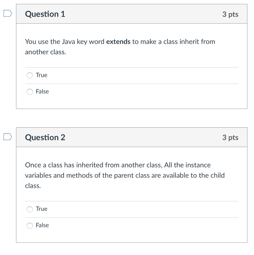 Solved Question 1 3 Pts You Use The Java Key Word Extends To 