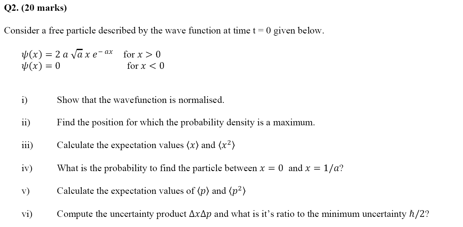 Solved Q2. (20 marks) Consider a free particle described by | Chegg.com