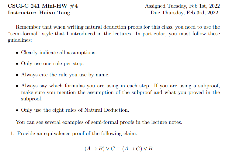 Solved CSCI-C 241 Mini-HW #4 Instructor: Haixu Tang Assigned | Chegg.com