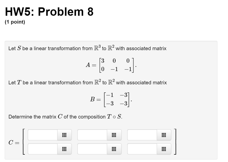 Solved HW5: Problem 8 (1 point) Let S be a linear | Chegg.com