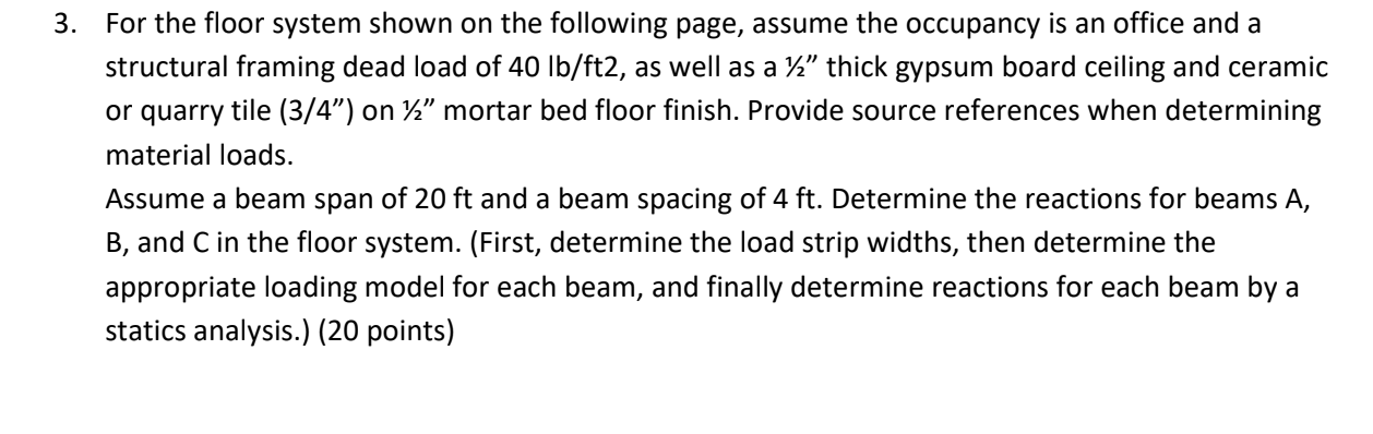 Solved Load = w lb/ft2 (N/m2) Loaded area assumed carried by | Chegg.com
