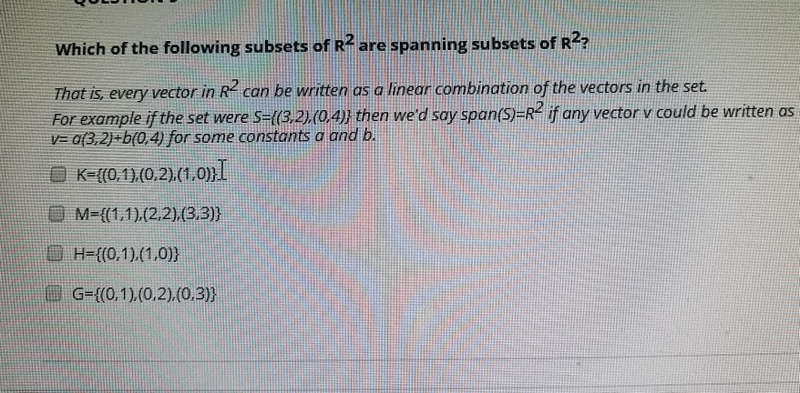 Solved ULUI Which of the following subsets of R4 are | Chegg.com