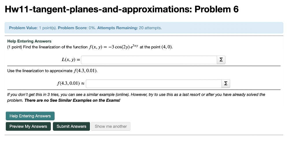Solved Hw11-tangent-planes-and-approximations: Problem 6 | Chegg.com