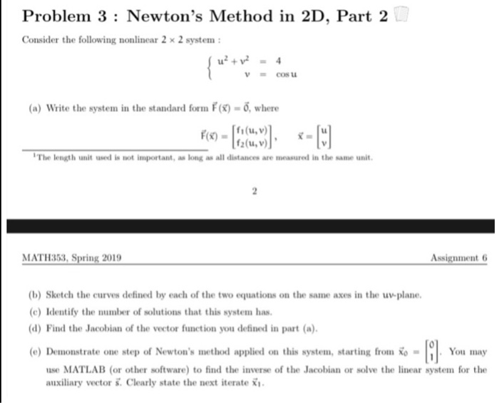 Problem 3 : Newton's Method in 2D, Part 2 Consider | Chegg.com